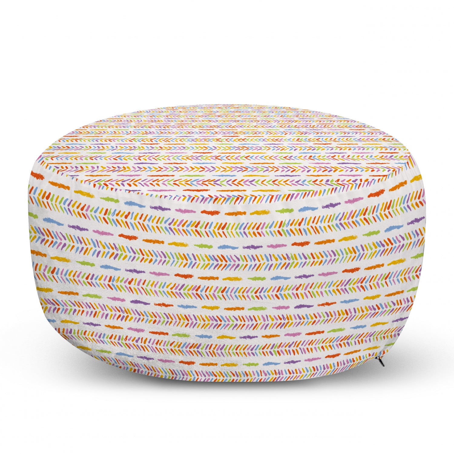 Herringbone Pouf Cover with Zipper, Rainbow Colored Diagonal Chevron ...
