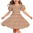 Babcutegg Classic Plaid Short-Sleeve Round-Neck Dress With Crisscross ...