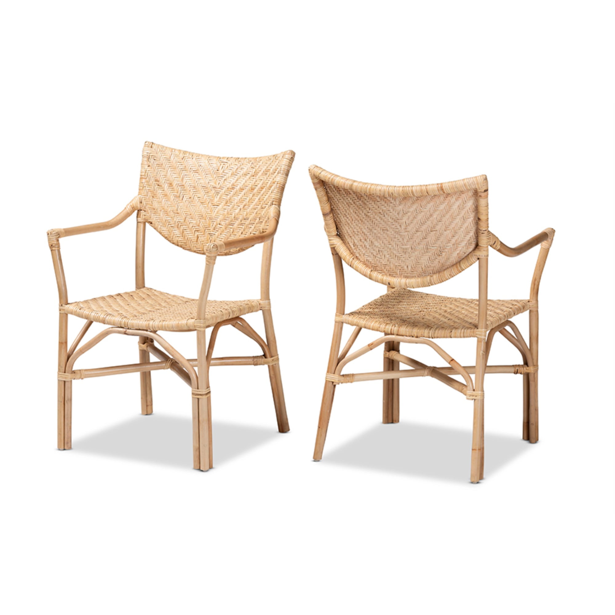 Baxton Studio Damani Modern Bohemian Natural Brown Finished Rattan ...
