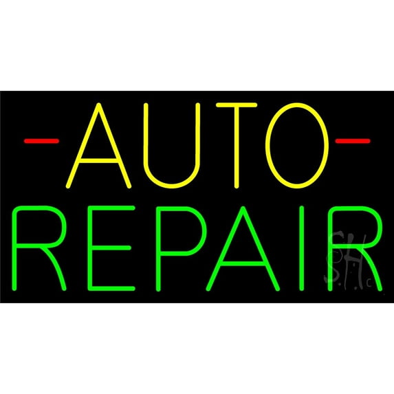 Yellow Auto Green Repair Block LED Neon Sign 13 x 24 - inches, Clear ...