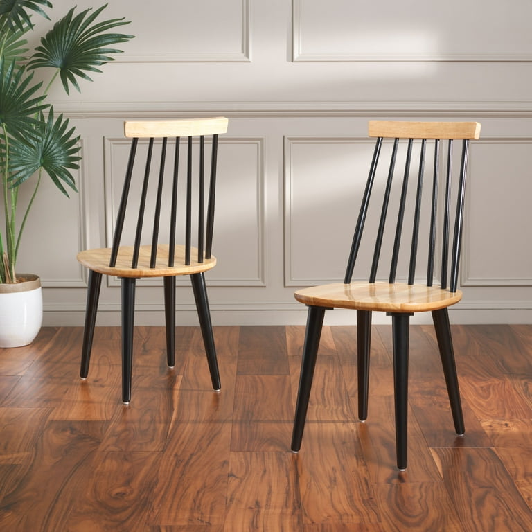 SAFAVIEH Burris Classic Wood Solid Dining Bistro Chair Natural Black Set of 2
