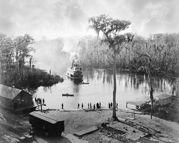 Print: Steamboat Approaching Dock, Silver Springs, Florida, 1886 ...