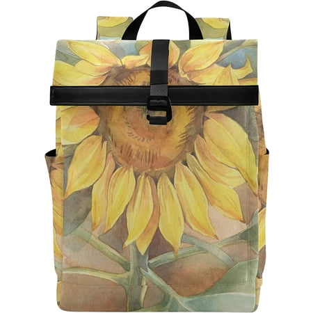 Sunflower on Colorful Background Backpack Roll Top Daypack Laptop Work ...