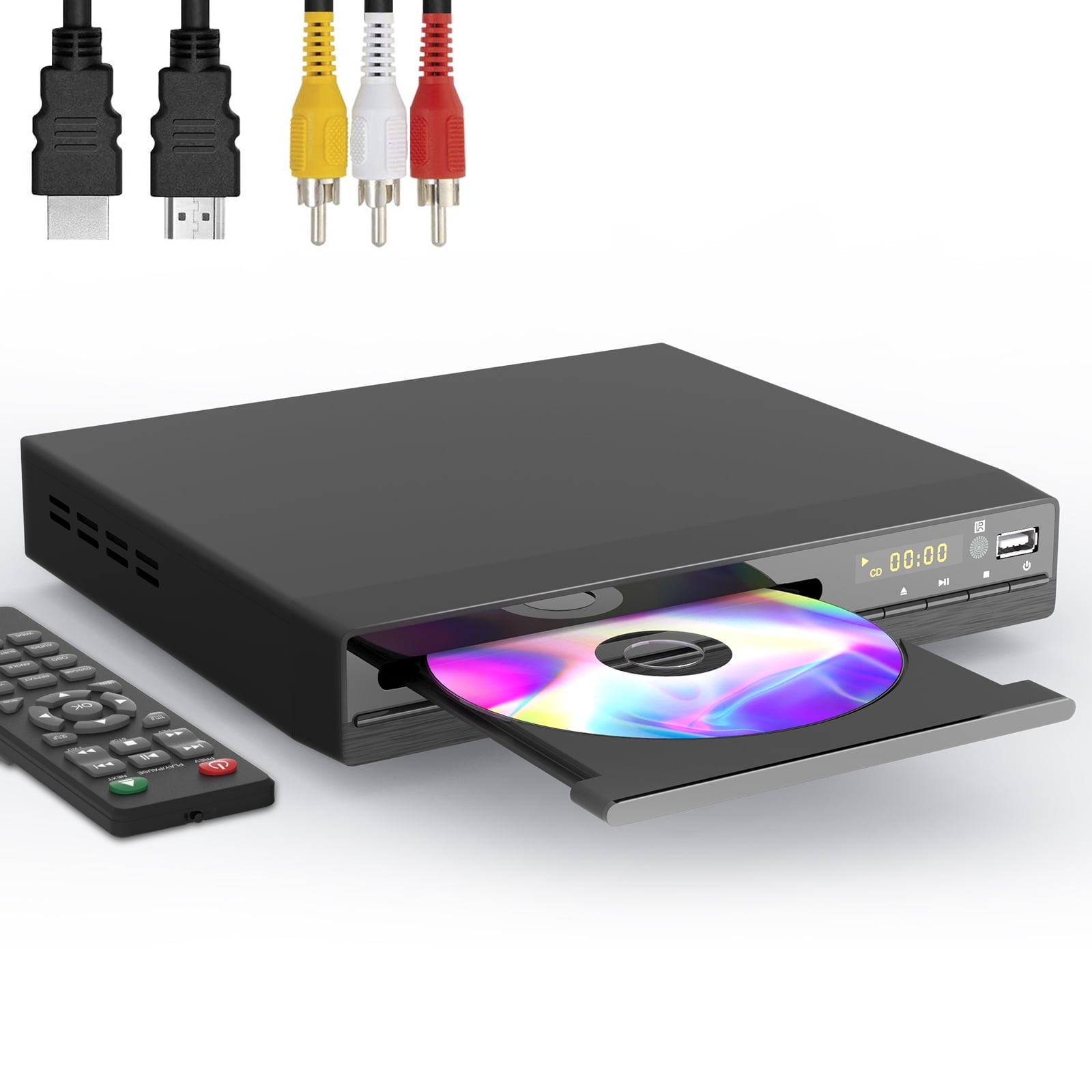 Reproductor de DVD y CD de 1080P con HDMI y control remoto para TV y ...