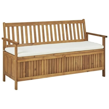 Outsunny 47.25" Wooden Outdoor Storage Bench with PE Lining Deck Box ...