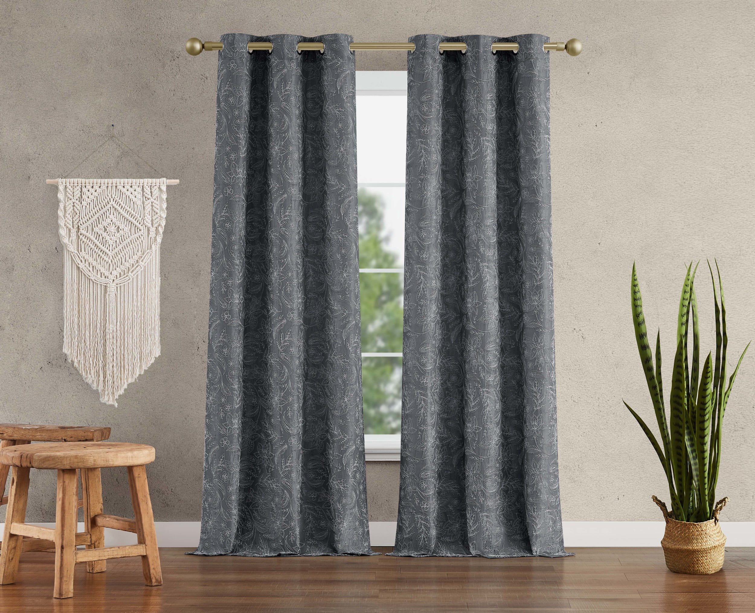 Jessica Simpson Groovy Paisley Grommet Window Curtains with Tiebacks ...