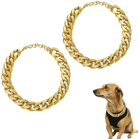 Gold Dog Chain 2 Pieces Dog Gold Chain Pet Gold Chain for Cats and ...