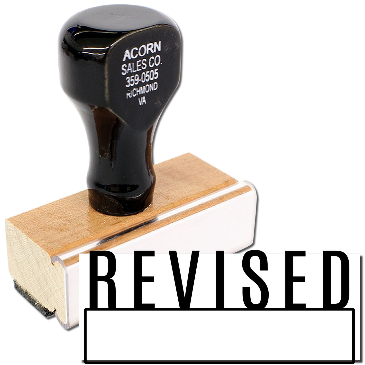 Large Revised with Box Rubber Stamp, Wooden Handle Rubber Stamp, Laser ...