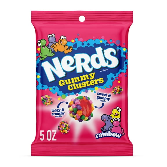 2 pack NERDS Gummy Clusters, Candy, Rainbow, Crunchy and Gummy, 3 oz ...