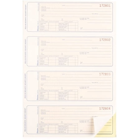 Blueline Security Receipts, 200 Numbered Carbonless Duplicates ...