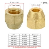 Uxcell Brass Flare Cap 1/4" Flare Female Flared Tube Fitting Nut Connector Adapter for HVAC Air ...