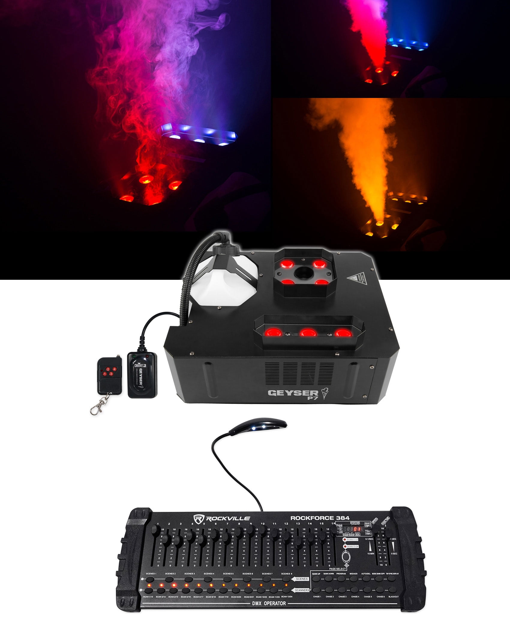 Chauvet DJ GEYSER P7 Fog Machine Fogger, RGBA+UV LED+384 Ch DMX ...