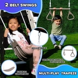Sportspower Roswell Wooden Swing Set with 2 Swings, Trapeze, Play Fort ...