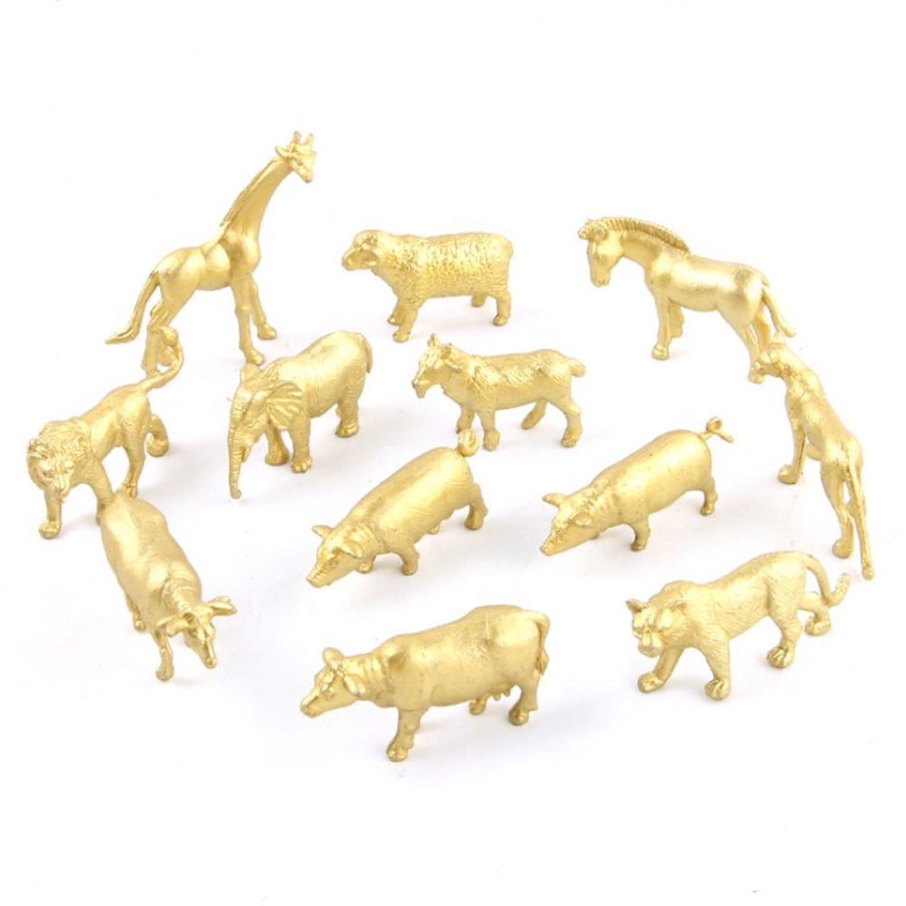 Click here for Estink 12 Set Of Gold Plastic Animal Figurines Jun... prices