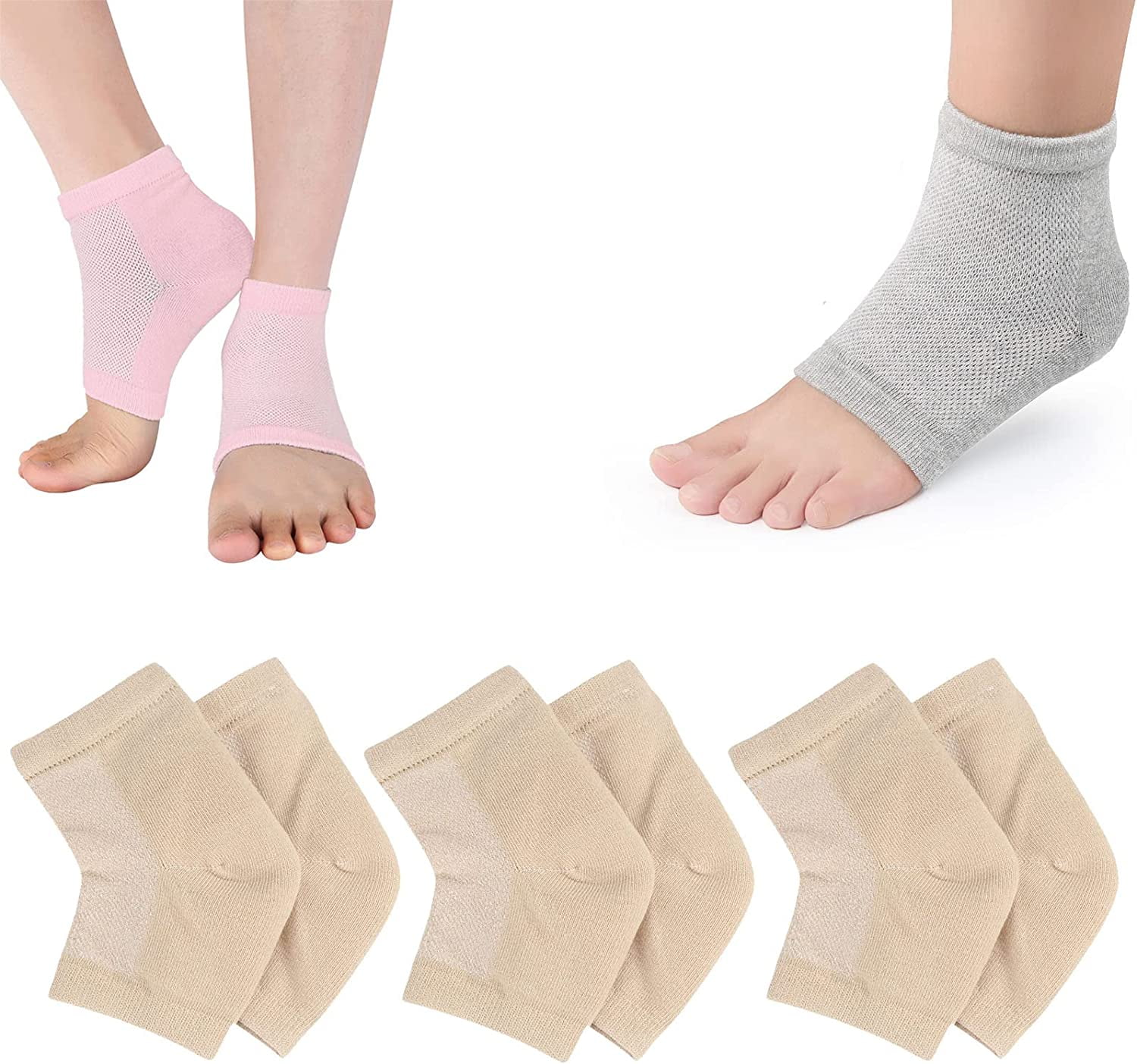 Cracked Heel Repair Socks, 3 Pairs Moisturizing Heel Socks for Dry ...