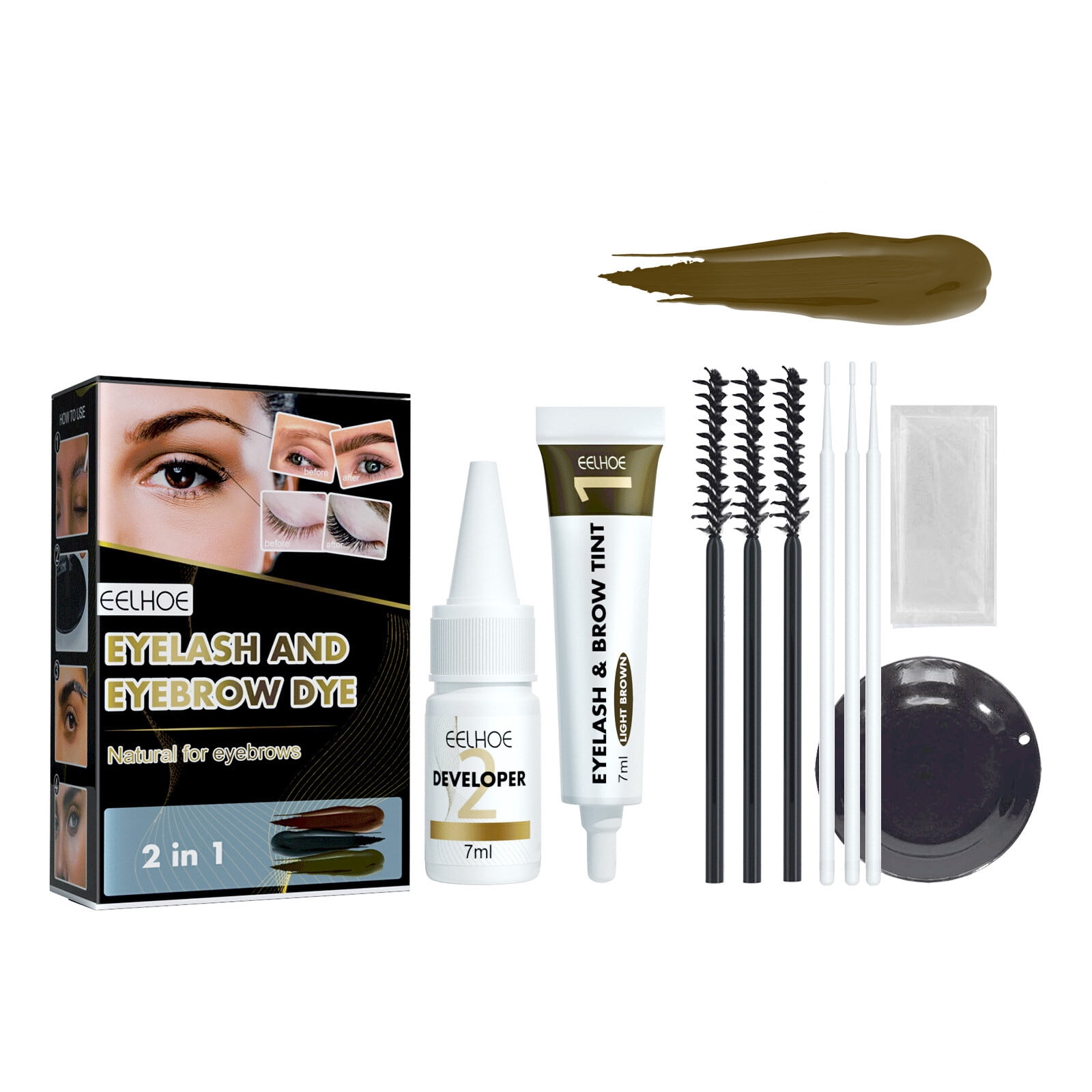 EELHOE Kit de tinte semipermanente para cejas y pestañas, resistente al ...
