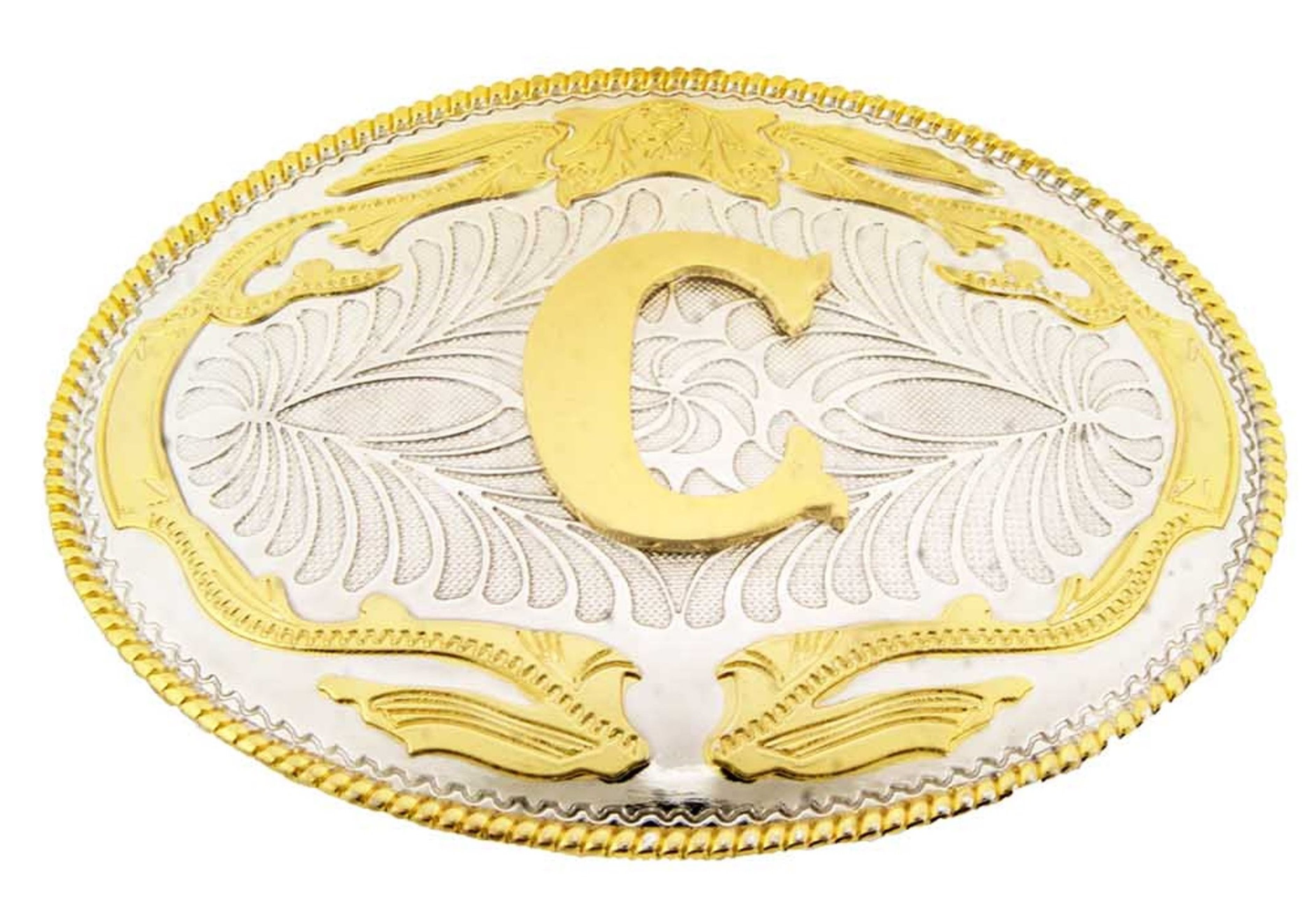 Big Initial Letter Alphabet C Belt Buckle Western Cowboy Rodeo Gold ...