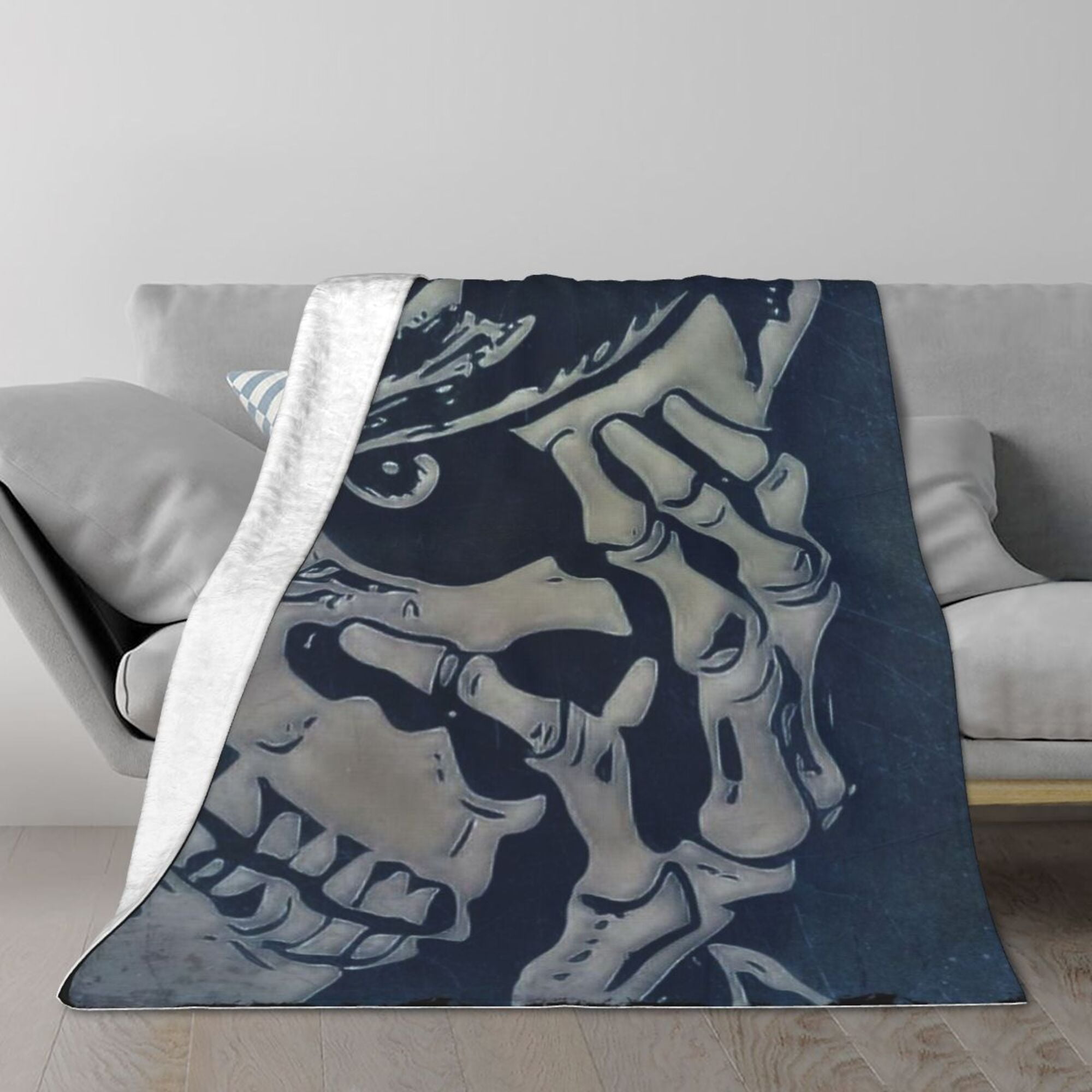 TEQUAN Double Layer Plush Bed Blanket, Horror Death Skeleton Reaper ...