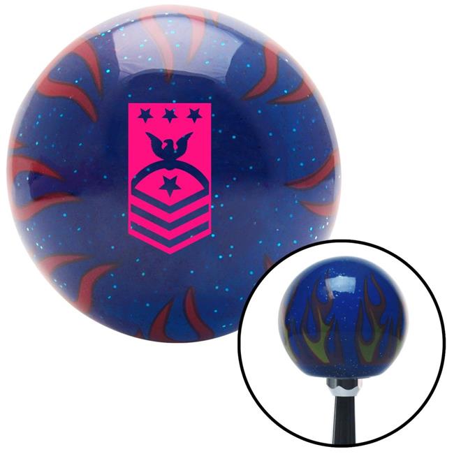Pink Master Chief of the Navy Blue Flame Metal Flake Shift Knob with ...