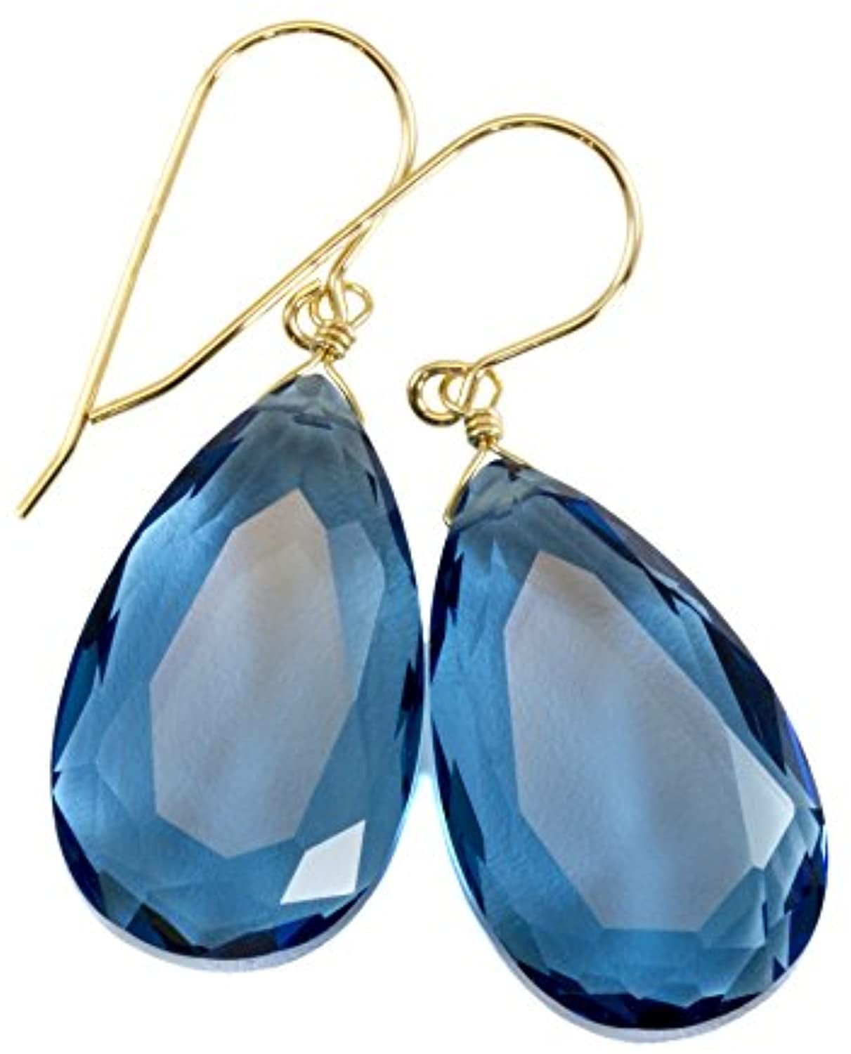 14k Yellow Gold Filled London Blue Simulated Topaz Earrings Faceted ...