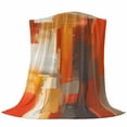 Abstract Orange Graffiti Fleece Throw Blanket Mottled Beige Brown Oil ...