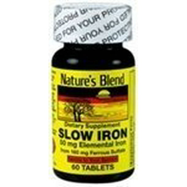 Nature's Blend Slow Iron 50 mg (160 mg) Compare to Slow Fe® 60 Tablets ...