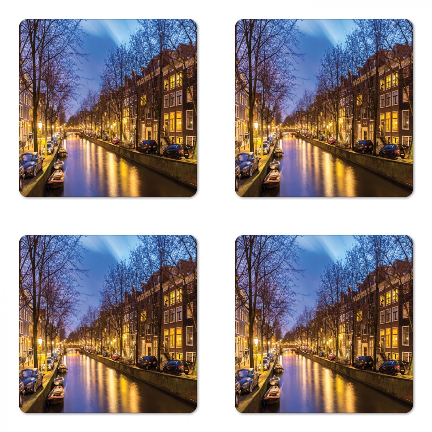 Amsterdam Coaster Set of 4, Real Life Romantic Picturesque of City ...