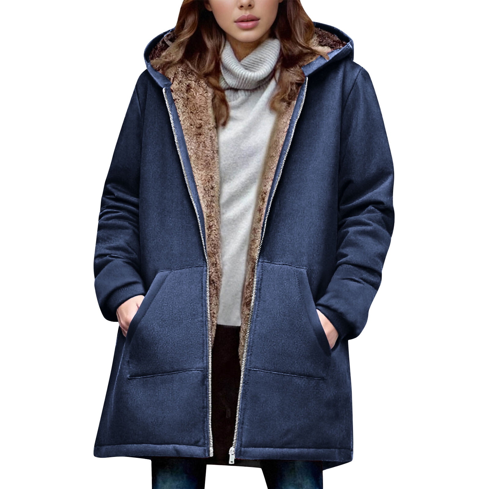 Click here for Elvqul Womens Jacket Sherpa Outerwear Hooded Sweat... prices