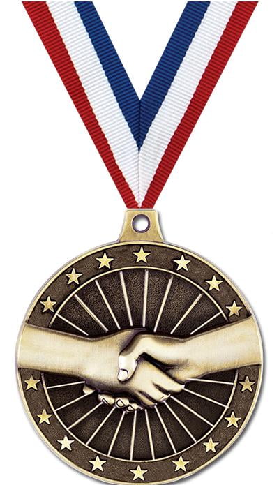 Handshake Medals, 2" Gold Diecast Handshake Medal Award 100 Pack ...