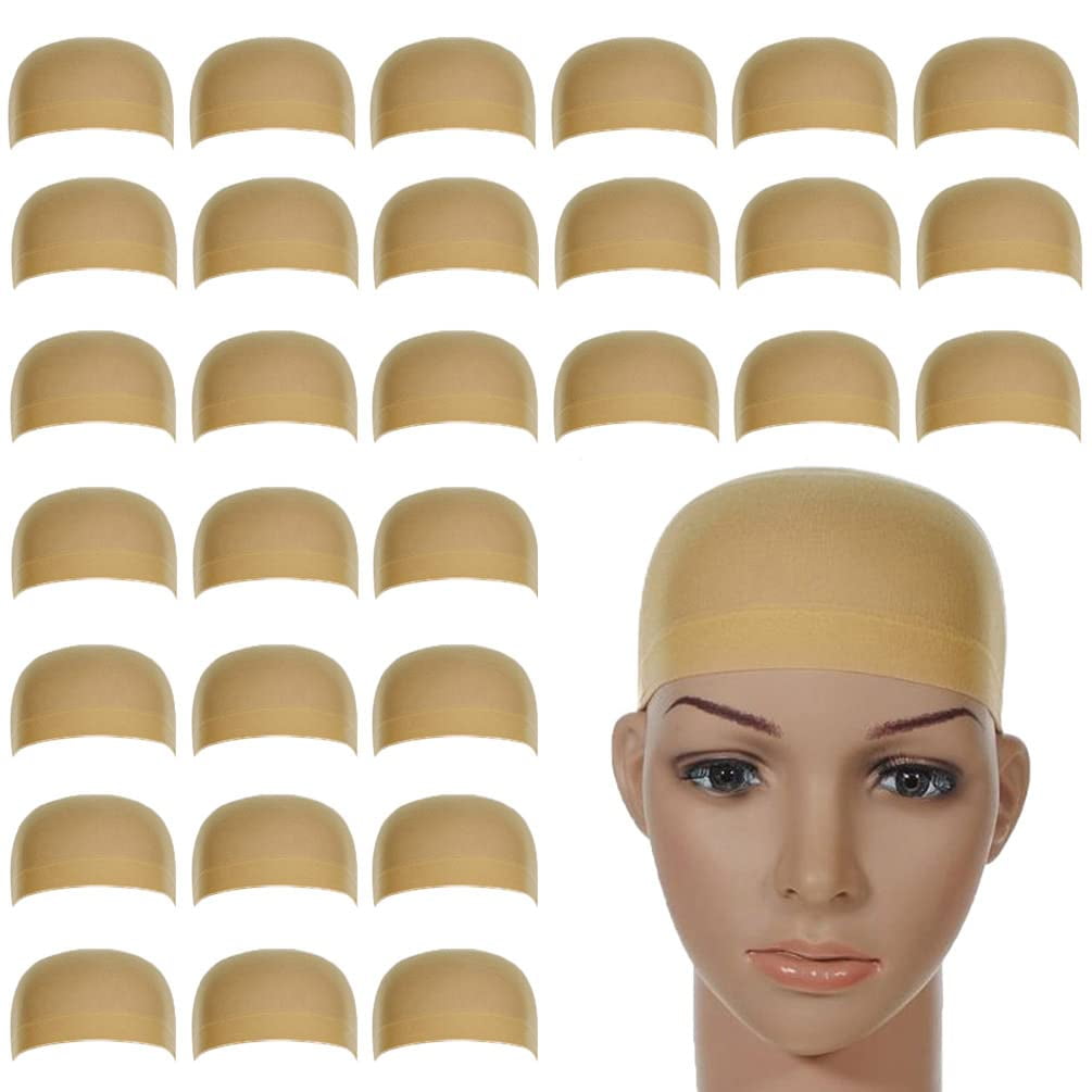 30 Pcs Stocking Caps for Wigs, Stretchy Nylon Wig Caps Beige Wig Caps ...