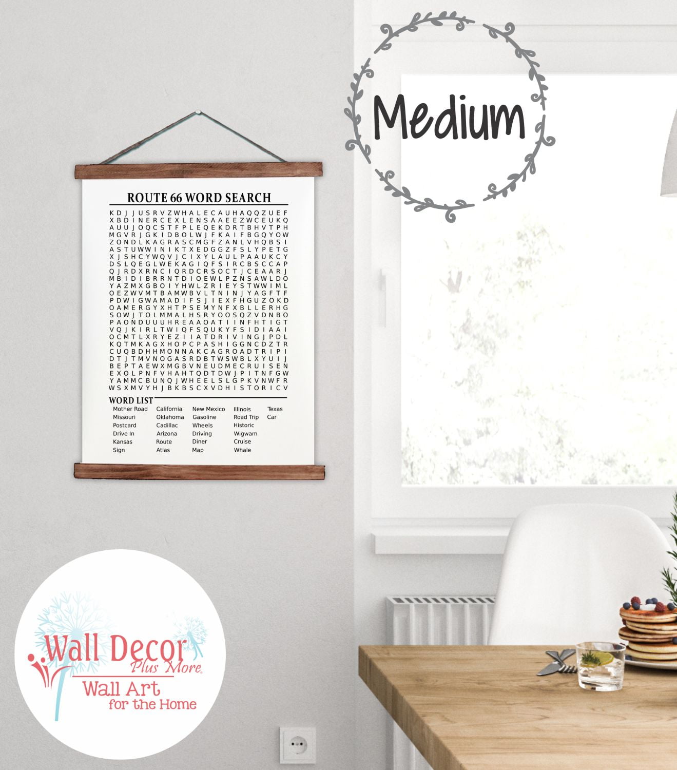 Wood, Canvas Sign, Route 66 Word Search Puzzle Fun Décor Print ...