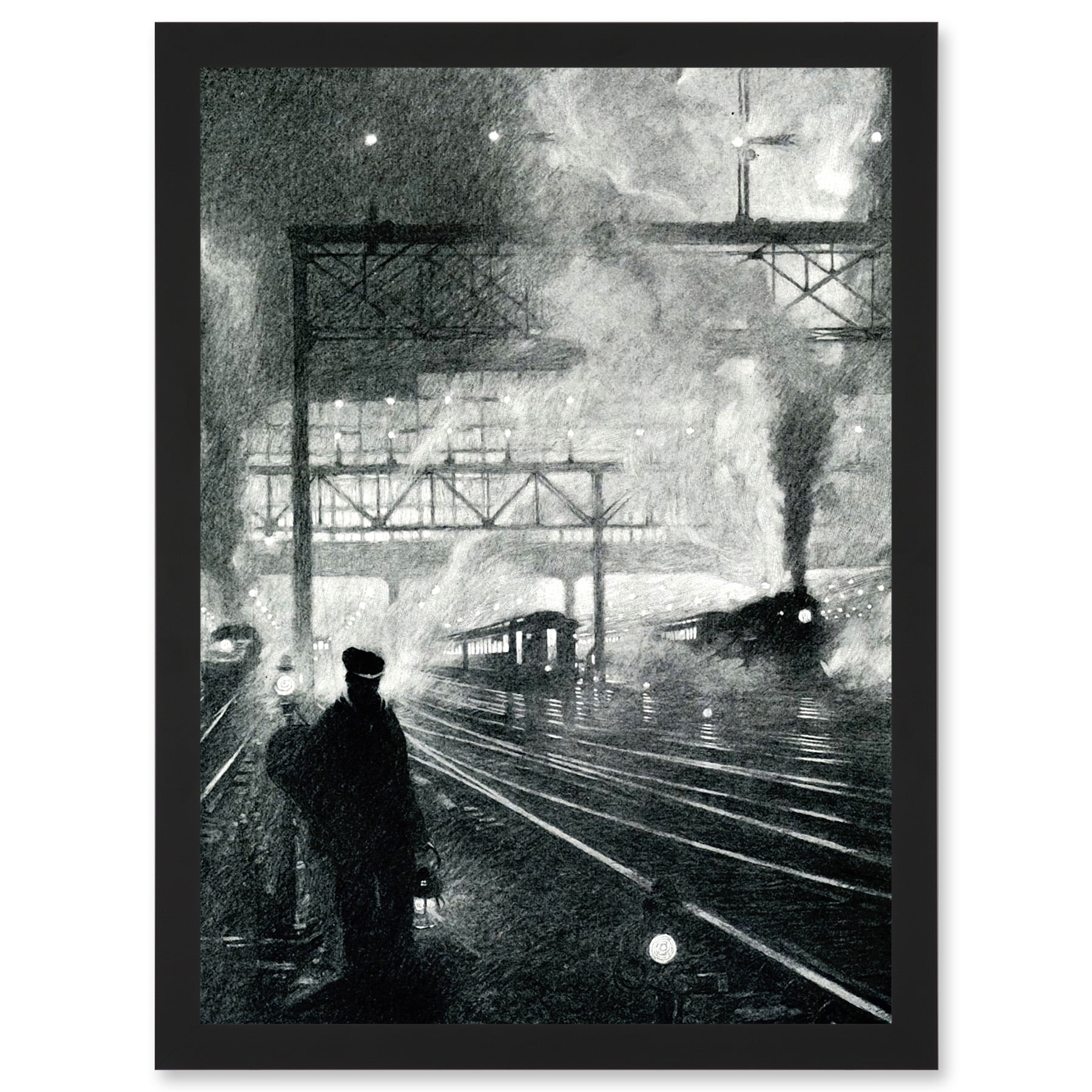 Travel Railway Tracks 1912 Soot Steam Train Locomotive Drawing Moody ...