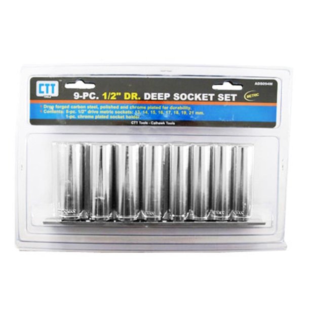 Cal Hawk Tools 9-pc. 1/2" Drive Deep Metric Socket Set - Walmart.com