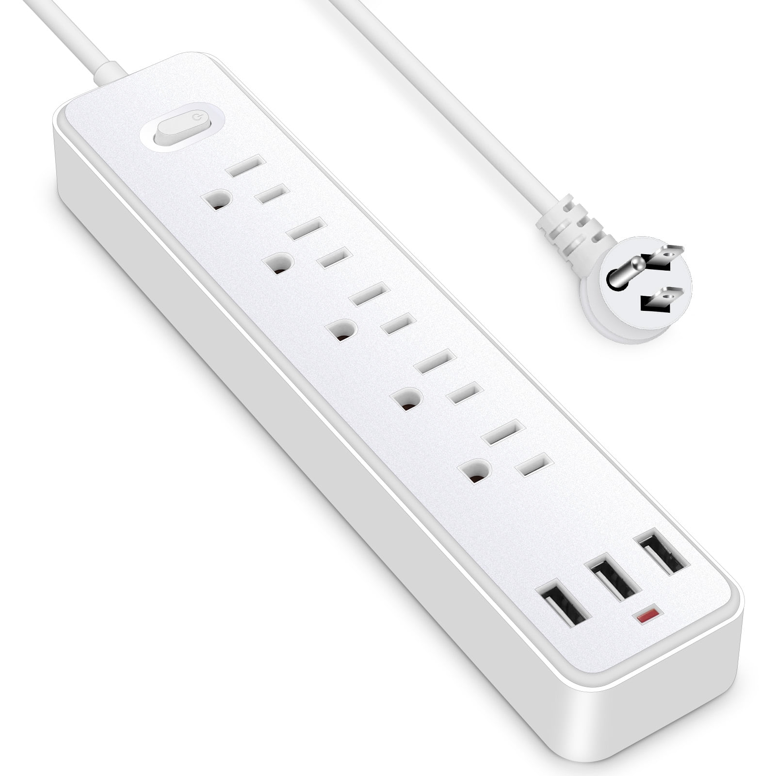 USB Power Strip , AOCIWE Flat Plug Outlet Extender with 3 USB Ports and ...