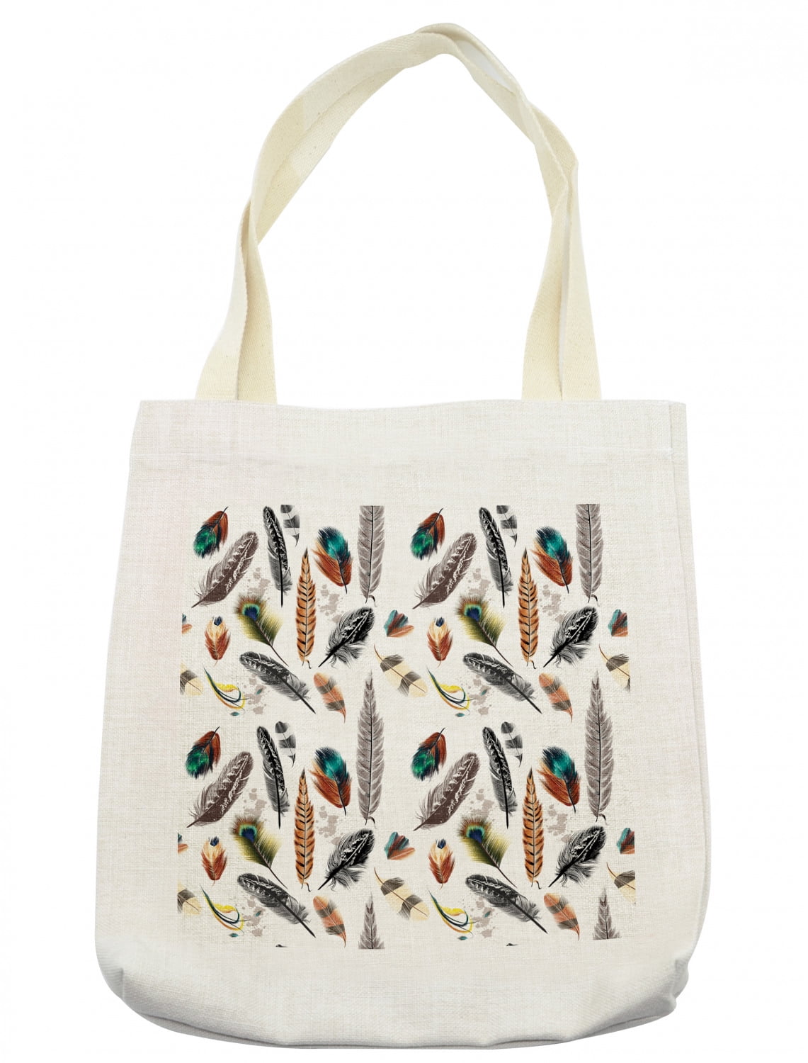 Feathers Tote Bag, Arrangement of Types of Quills in Vivid Tones Grey ...