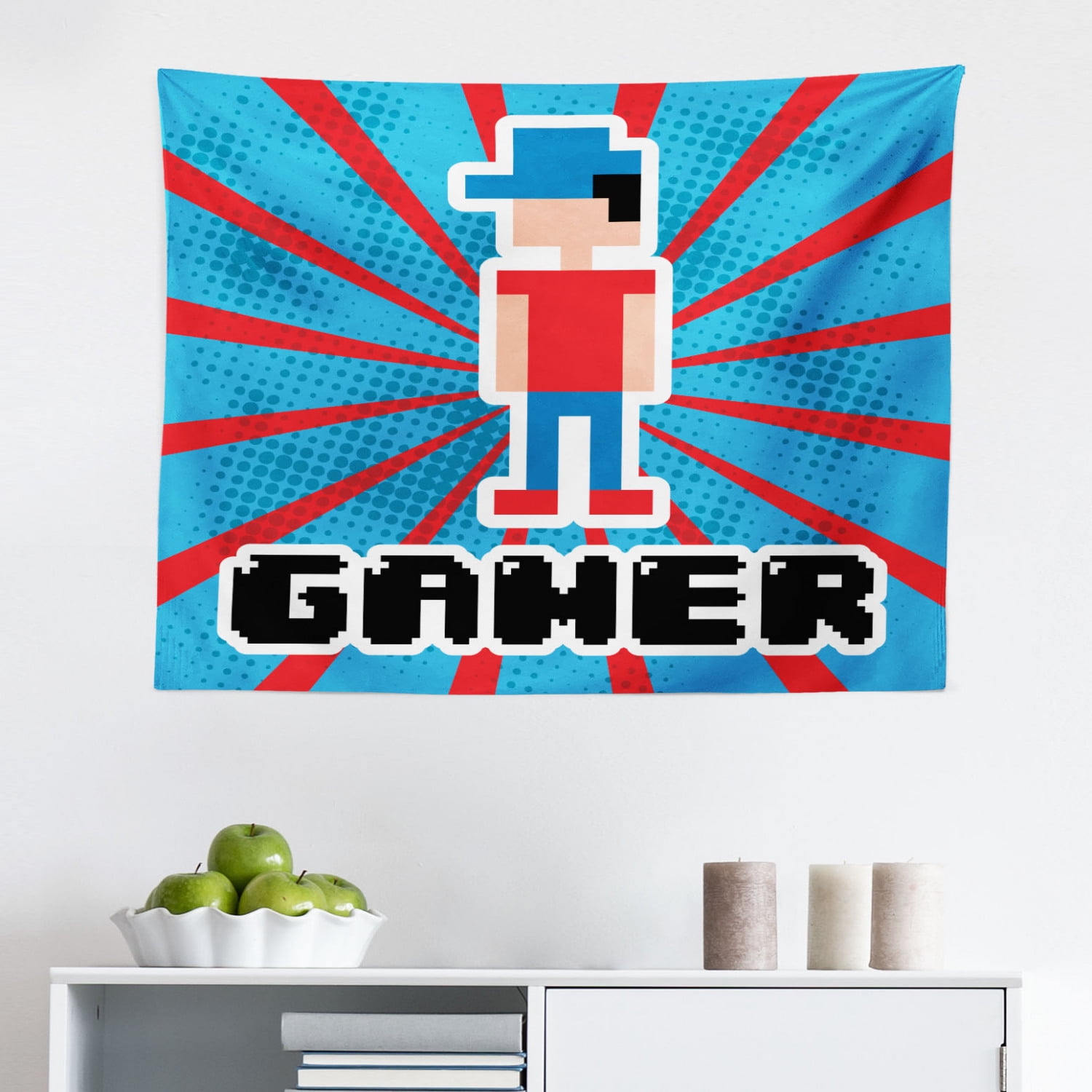 Video Games Tapestry, Colorful Retro Gaming Computer Brick Blocks Image ...