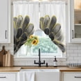 Black Gold Flower Swag Curtain Valance for Window 2 Panels Gray ...