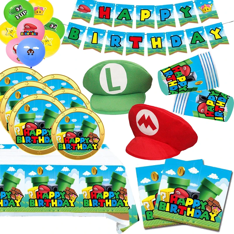 Artículos para fiestas de cumpleaños de Super Mario Bros, sombreros ...
