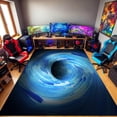3D Optical Illusion Area Rug, Abstract Blue Vortex Swirl Carpet ...