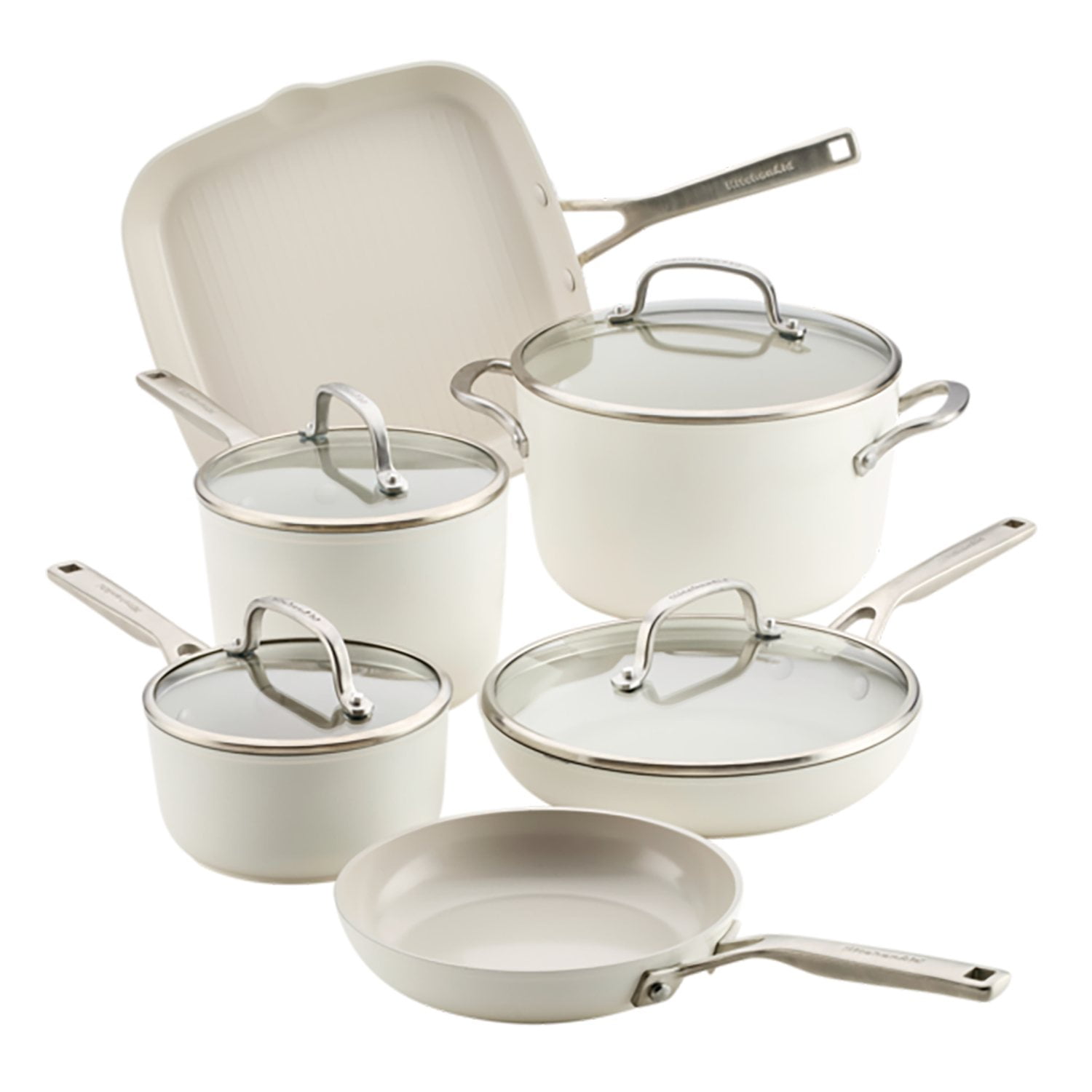 KitchenAid 10-Piece Hard-Anodized Ceramic Induction Cookware Set ...