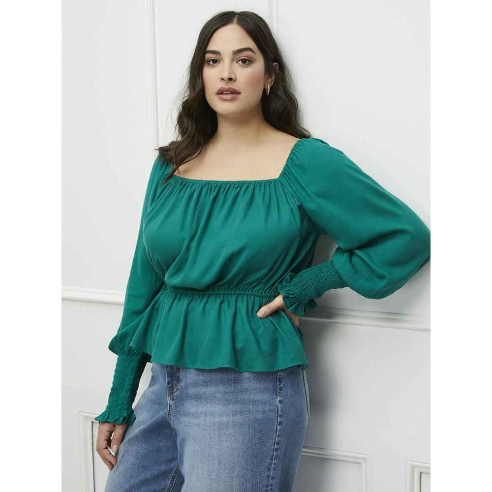 Eloquii Elements Eloquii Elements Womens Plus Size Puff Sleeve Top