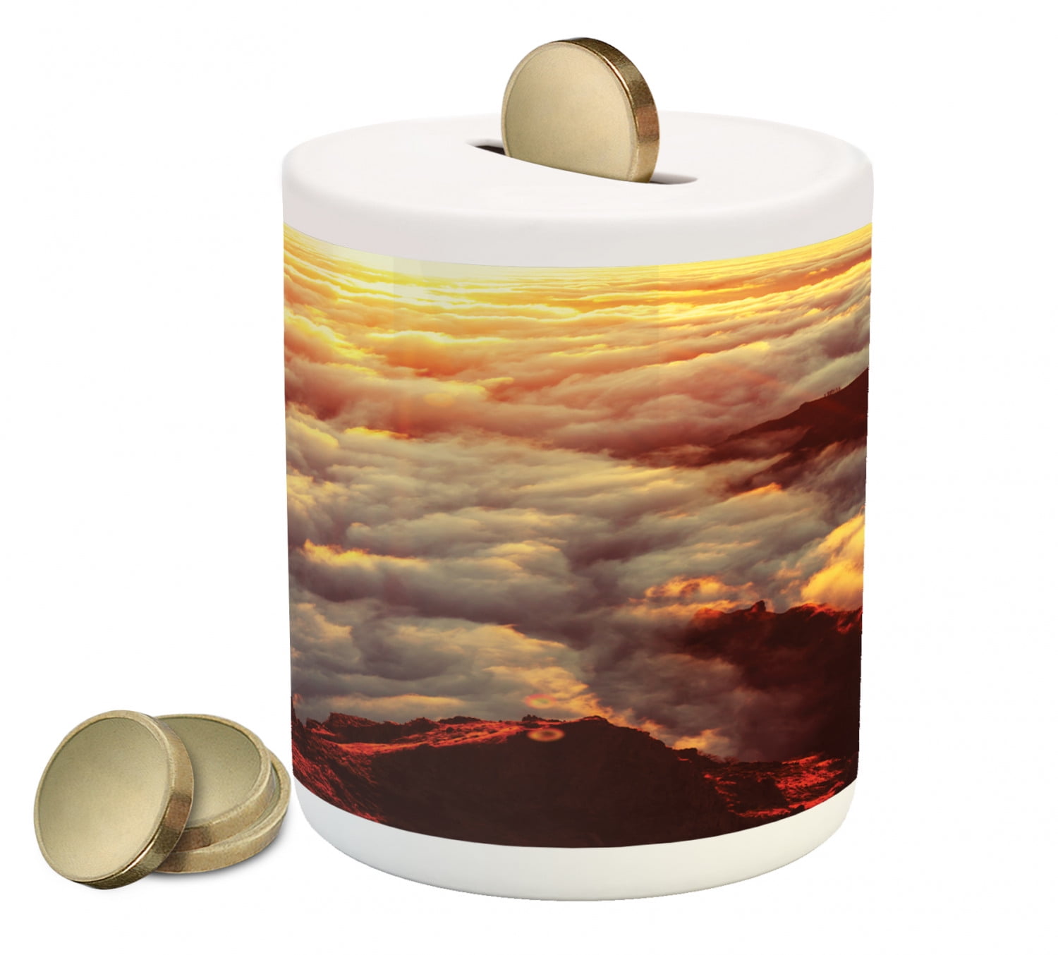 Clouds Piggy Bank, Sunset on the Hill Tops Above the Clouds Unusual ...