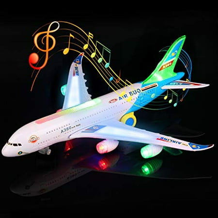 Feroxo Airplane Toys Airbus A380 Jet Plane - Realistic LED Lights ...