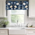 Coastal Rod Pocket Curtain Valance, Summer Beach Starfish Shell Sea ...