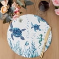 Blue Green Sea Turtle Round 15 Inch Placemats Set of 8, Summer Ocean ...