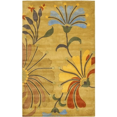 SAFAVIEH Soho Gibson Floral Wool Area Rug, Golden Olive, 3'6" x 5'6 ...
