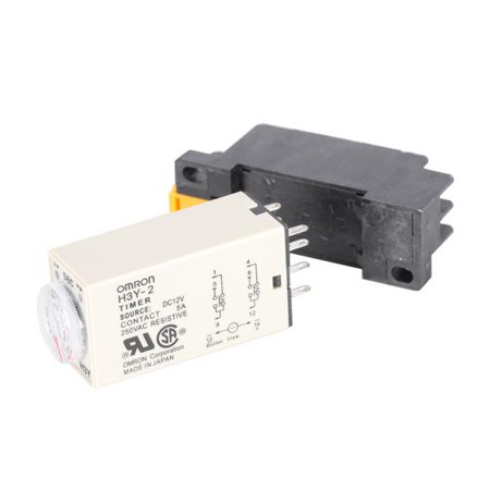 H3Y-2 DC 12V Delay Timer Time Relay 0-10 Second w/ H3Y Base 2 Pcs ...