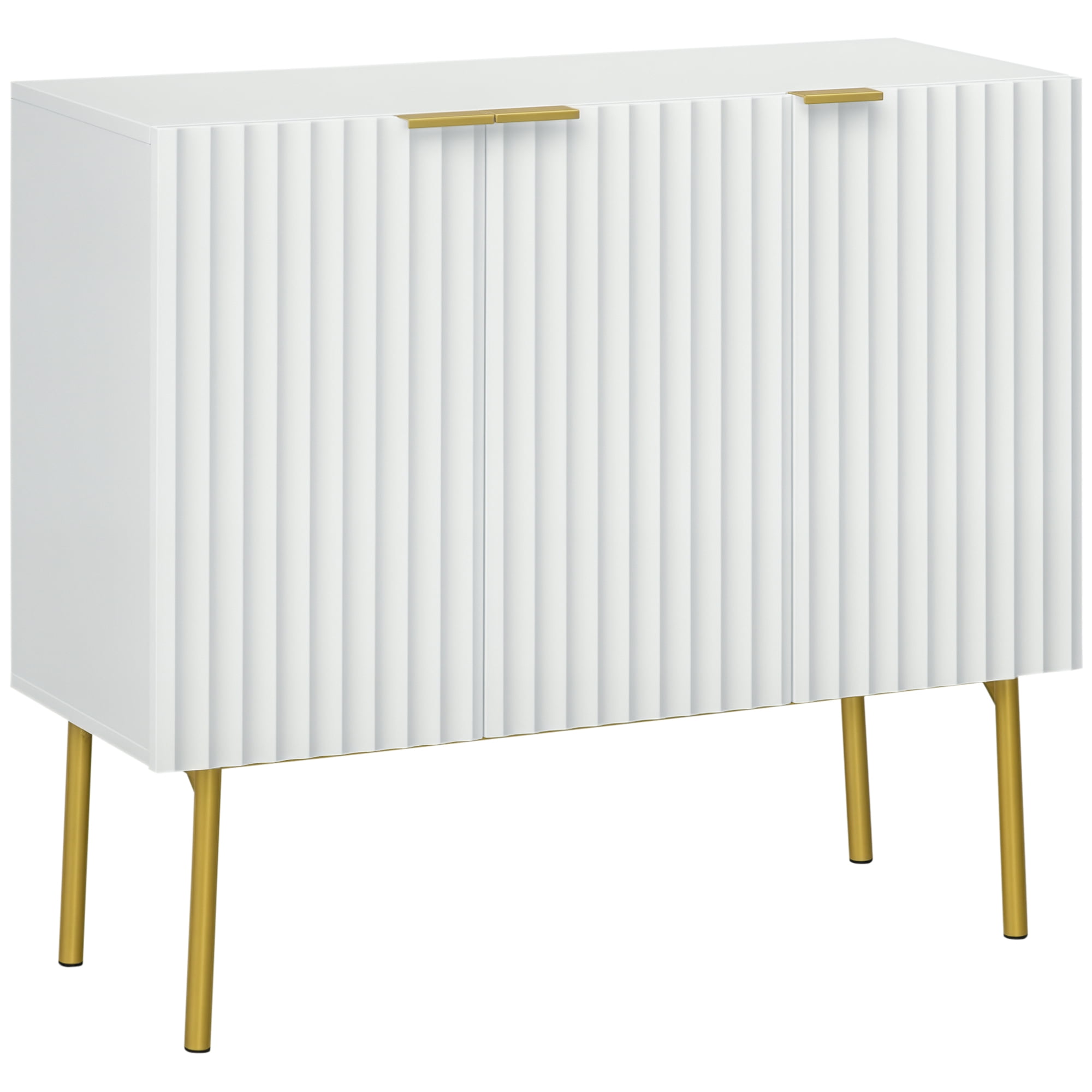 Homcom Accent Cabinet W/ Gold Leg For Living Room Dining Room Hallway White 35.4 X 12.5 X 31.5