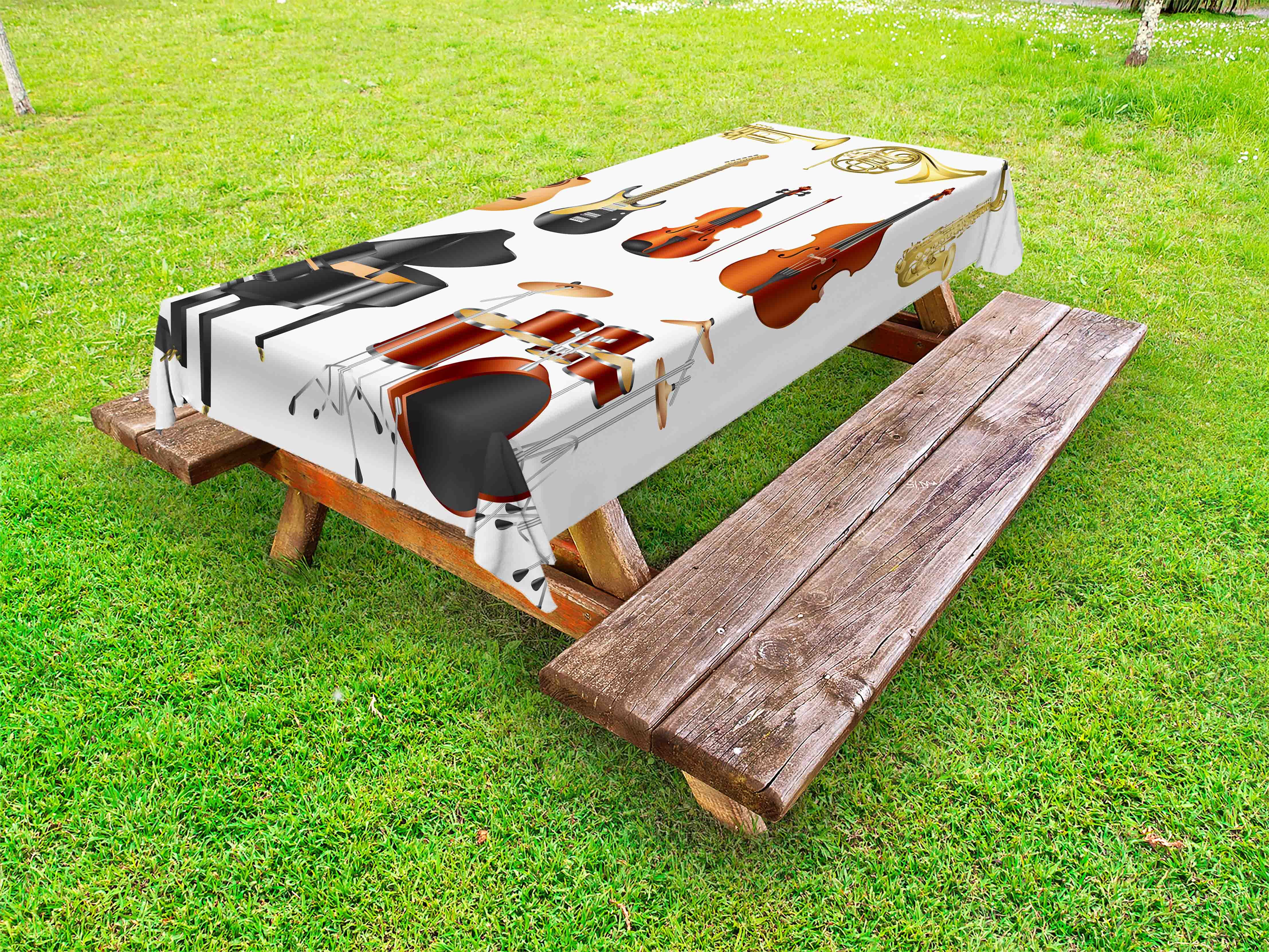 Music Outdoor Tablecloth, Collection of Musical Instruments Symphony ...