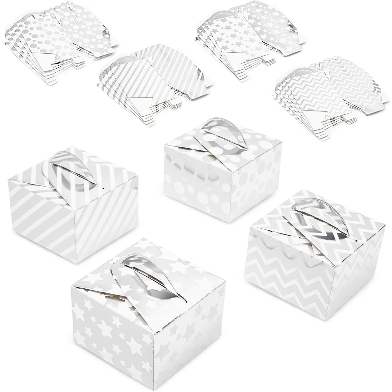 24 Pack Silver Paper Gift Boxes, Metallic Foil Party Favor Box for ...
